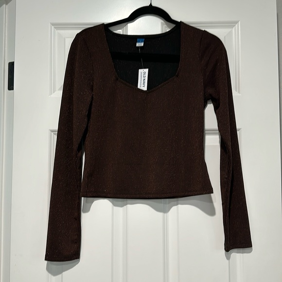 Old Navy | Tops | Bronze Metallic Stretch Cropped Top | Poshmark